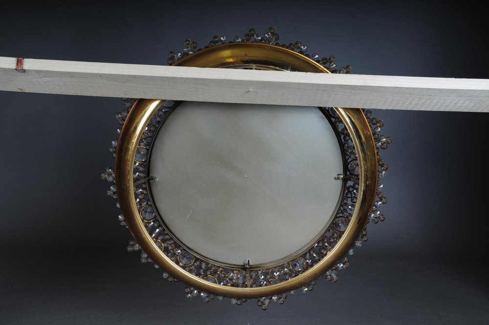 Modern Brass Wall Mirror in Crystal, 1980s for sale at Pamono