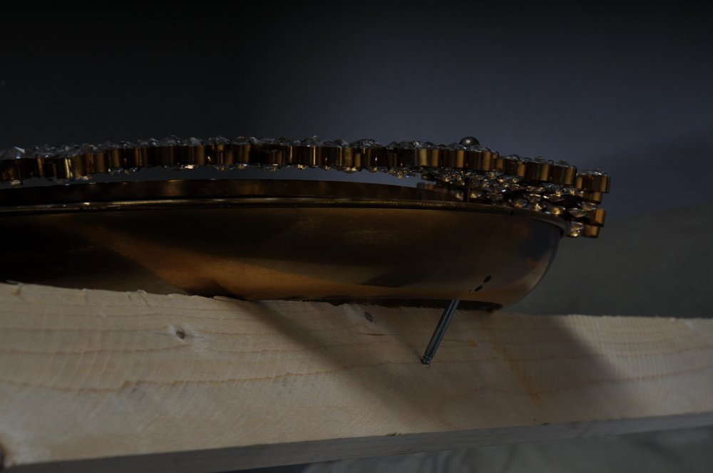 Modern Brass Wall Mirror in Crystal, 1980s for sale at Pamono