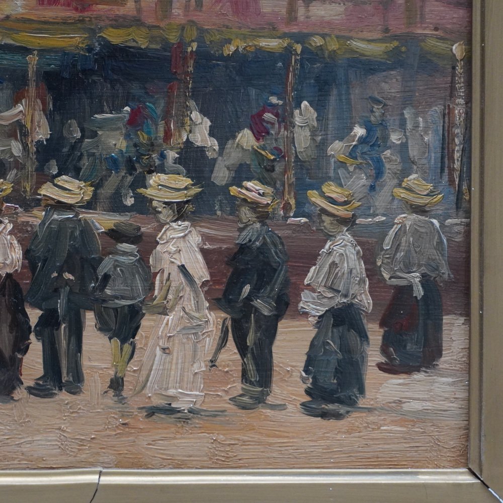 Louis Van der Pol, Street Scene with Carousel in Paris, Oil on Wood ...