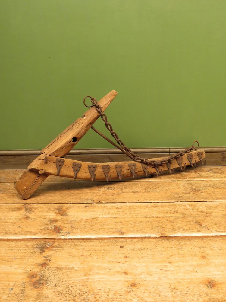 Rustic Primitive Wooden Farming Hooks for sale at Pamono