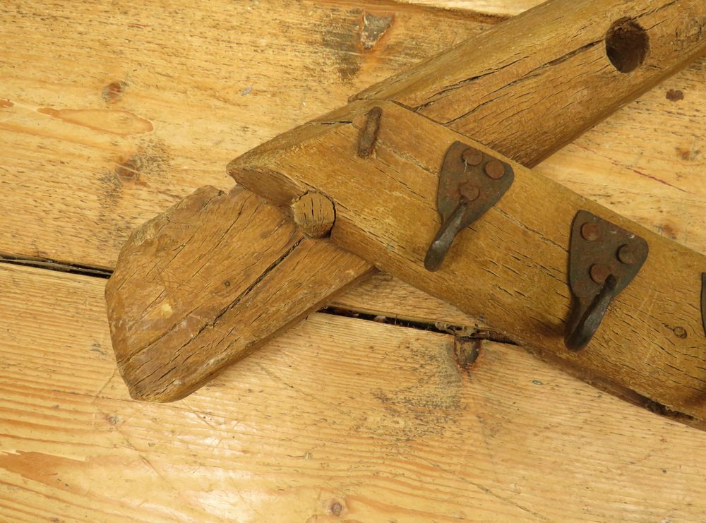 Rustic Primitive Wooden Farming Hooks for sale at Pamono