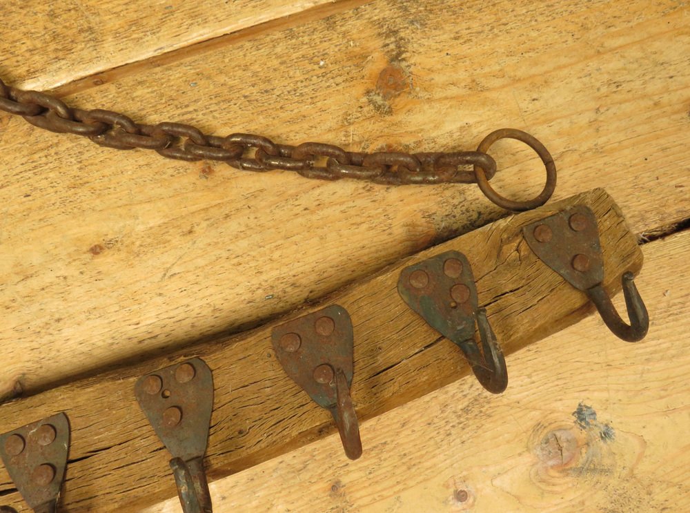 Rustic Primitive Wooden Farming Hooks for sale at Pamono