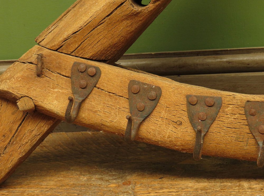 Rustic Primitive Wooden Farming Hooks for sale at Pamono