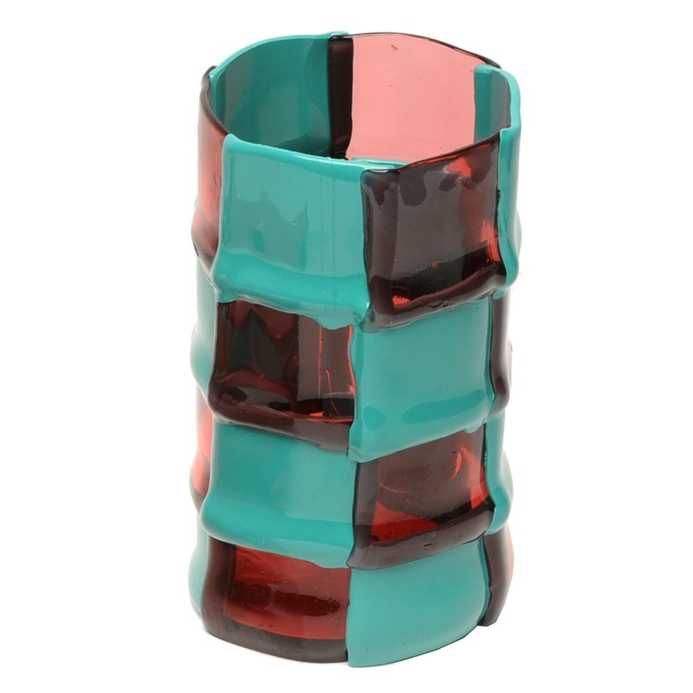 Bamboo Vase in Matt Ocean and Clear Light Fussia by Enzo Mari for Cosit ... Bamboo Vase in Matt Ocean and Clear Light Fussia by Enzo Mari for Cosit ...