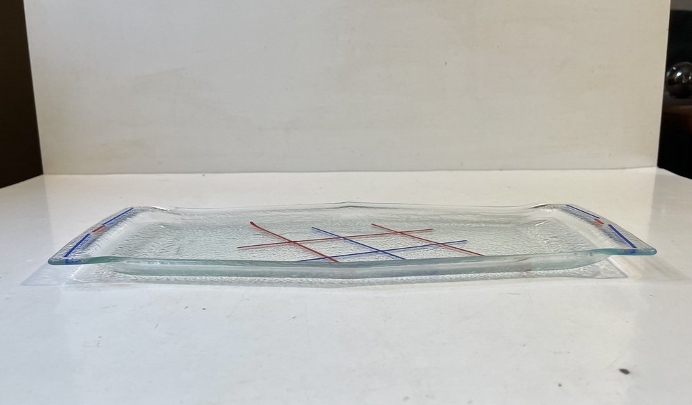Mid-Century Rectangular French Glass Tray in the style of Mondrian ...