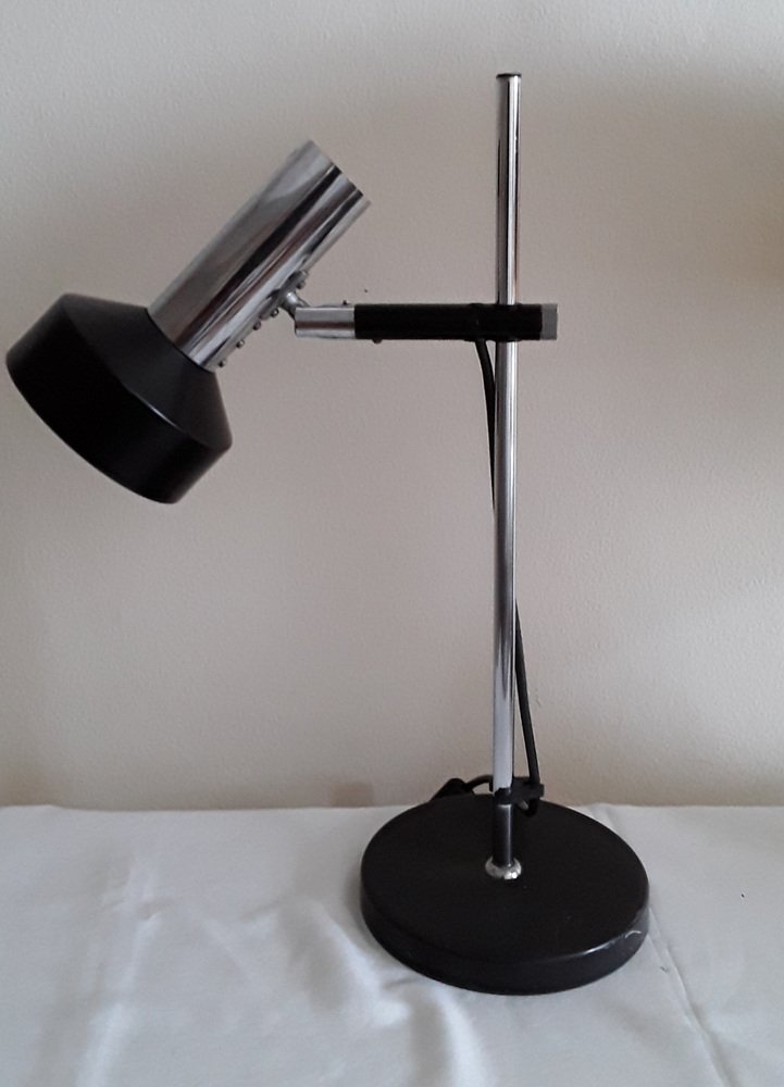 Vintage German Adjustable Desk Lamp with Black Metal Foot and Reflector ...
