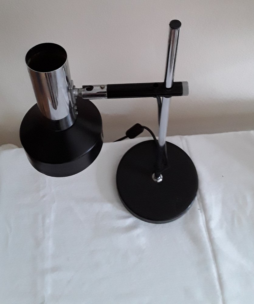 Vintage German Adjustable Desk Lamp with Black Metal Foot and Reflector ...