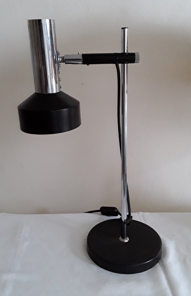 Vintage German Adjustable Desk Lamp with Black Metal Foot and Reflector ...