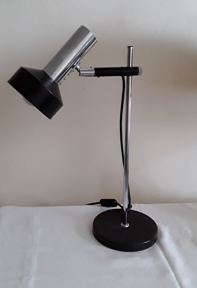 Vintage German Adjustable Desk Lamp with Black Metal Foot and Reflector ...