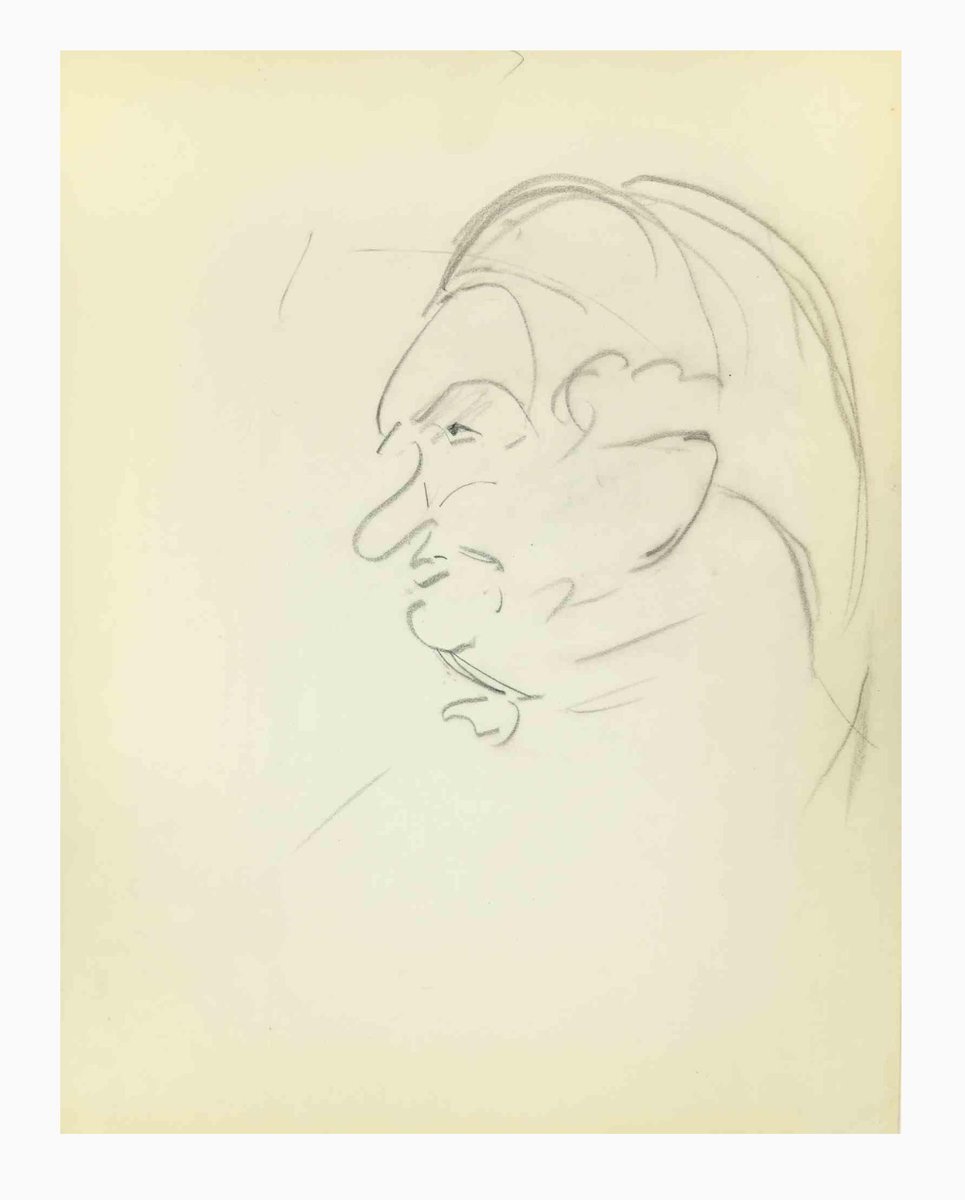 Flor David, Sketch for a Portrait, Drawing on Paper, Mid 20th Century ...