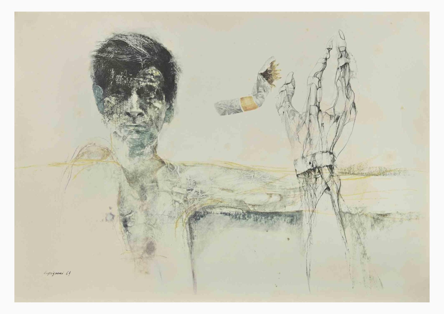 Renzo Vespignani, Figures, Phototype Print, 1960s for sale at Pamono