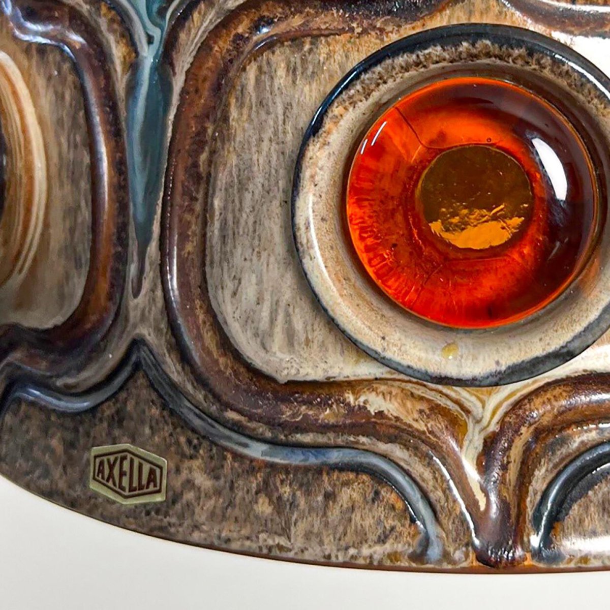 Axella Ceramic Brown and Blue Ceramic Pendant Light, Denmark, 1970s for ...