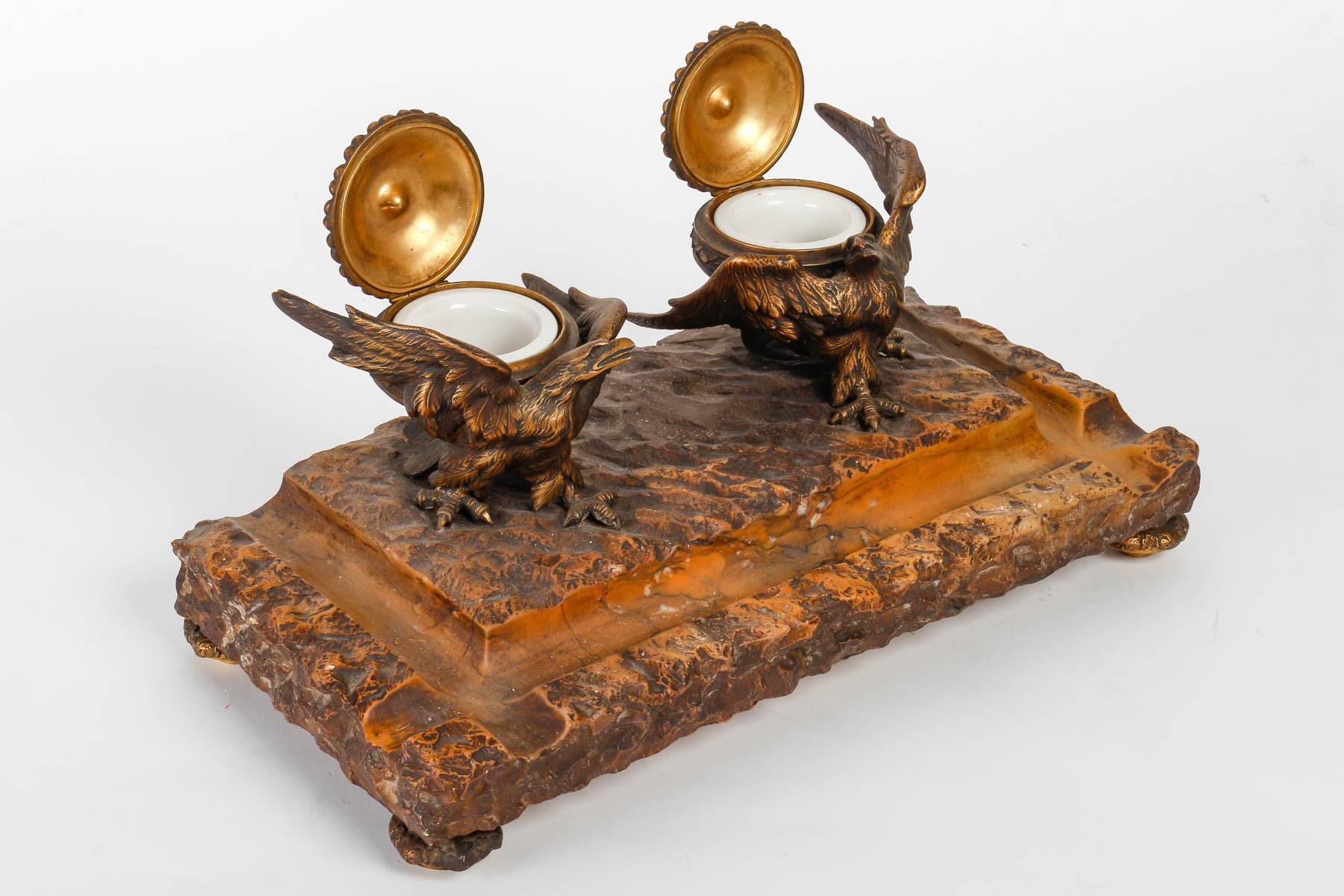 Marble and Gilt Bronze Inkwell from the 19th Century, Napoleon Iii ...