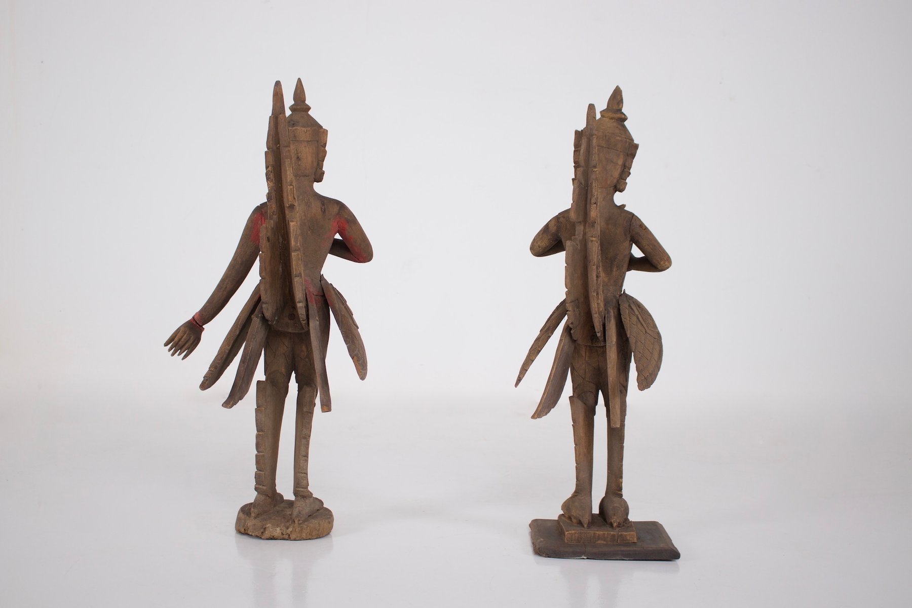 Burmese Artist, Kinnara & Kinnari Figures, Wooden Sculptures, Set of 2 ...