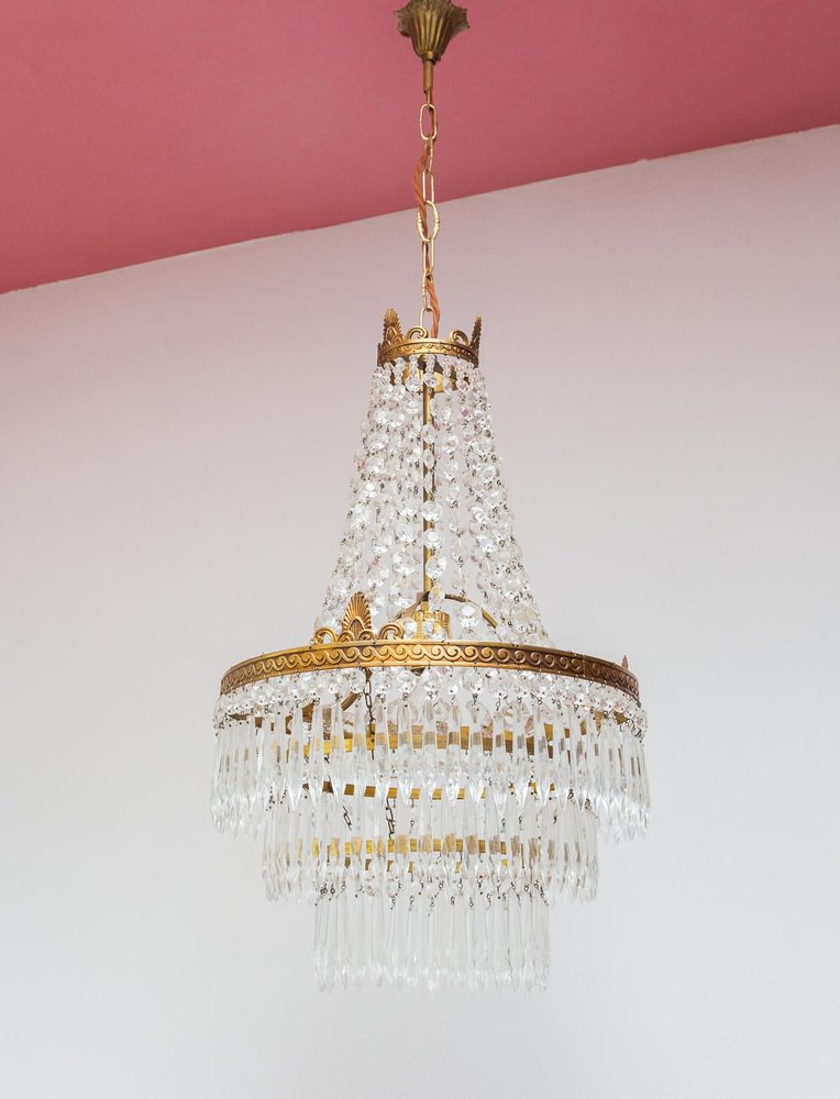 French Bronze Roof Lamp in Waterfall, 1930s for sale at Pamono