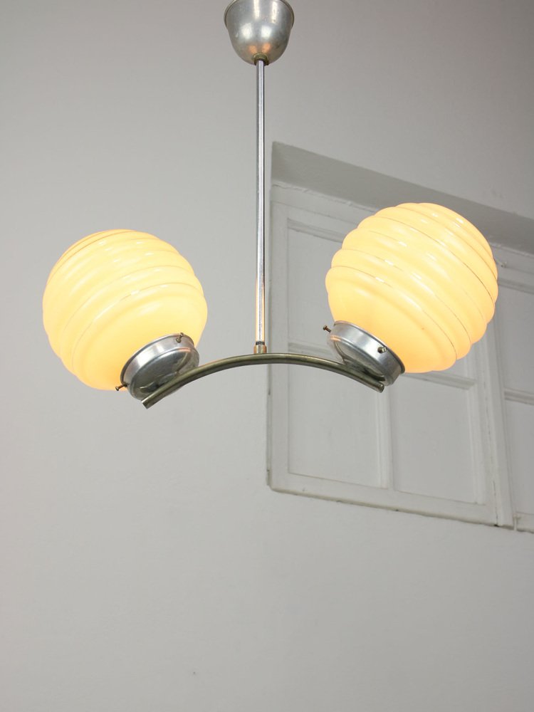 Italian Art Deco Yellow Sphere Hanging Light for sale at Pamono