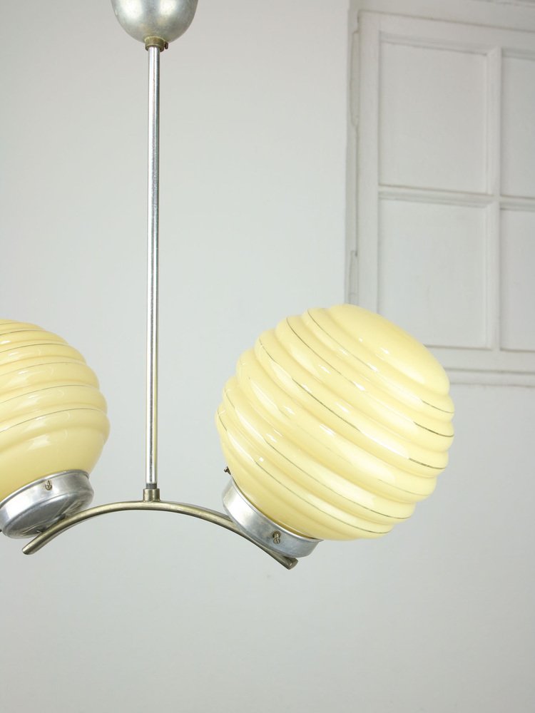 Italian Art Deco Yellow Sphere Hanging Light for sale at Pamono