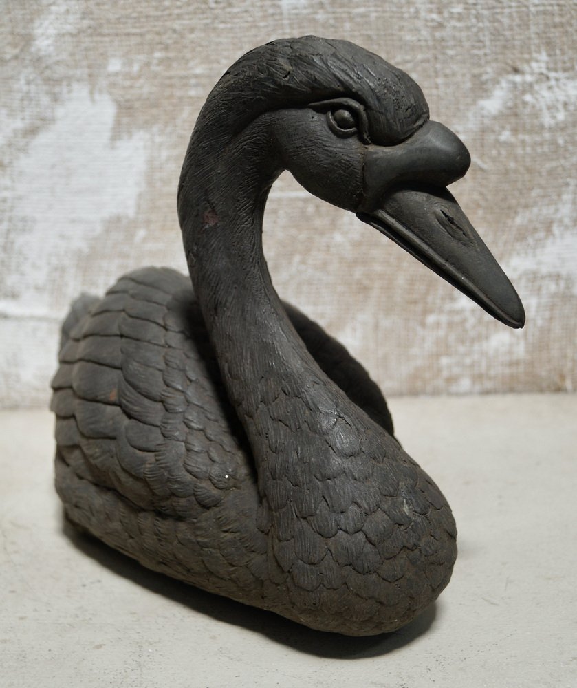 Swan Statue, 1920, Bronze with Verdigris for sale at Pamono