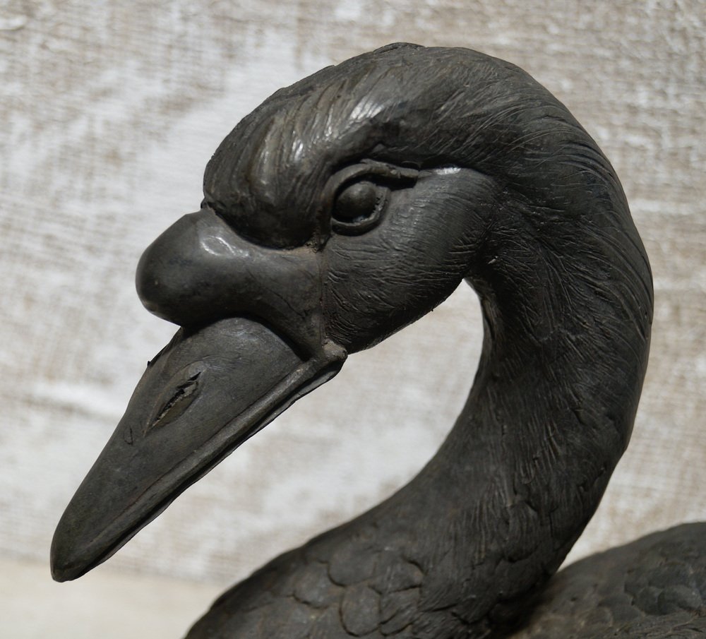 Swan Statue, 1920, Bronze with Verdigris for sale at Pamono