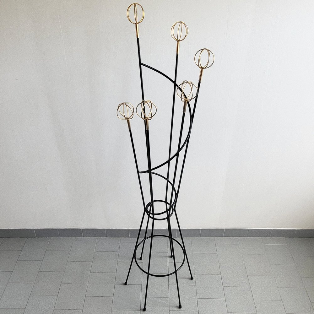 Portemanteau Astrolabes Mid-Century en Acier et Laiton par Roger Féraud ...