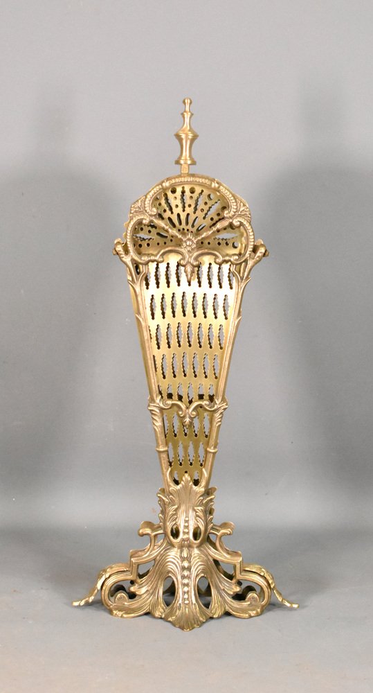 Large French Brass Peacock Fire Screen, 1890s for sale at Pamono