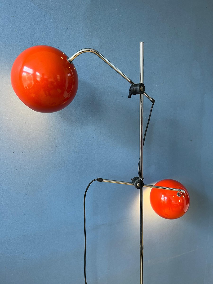 Vintage Space Age Red Floor Lamp Eyeball, 1970s for sale at Pamono