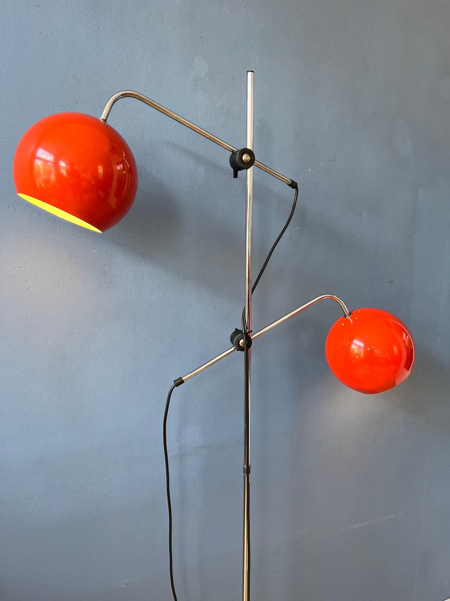 Vintage Space Age Red Floor Lamp Eyeball, 1970s for sale at Pamono