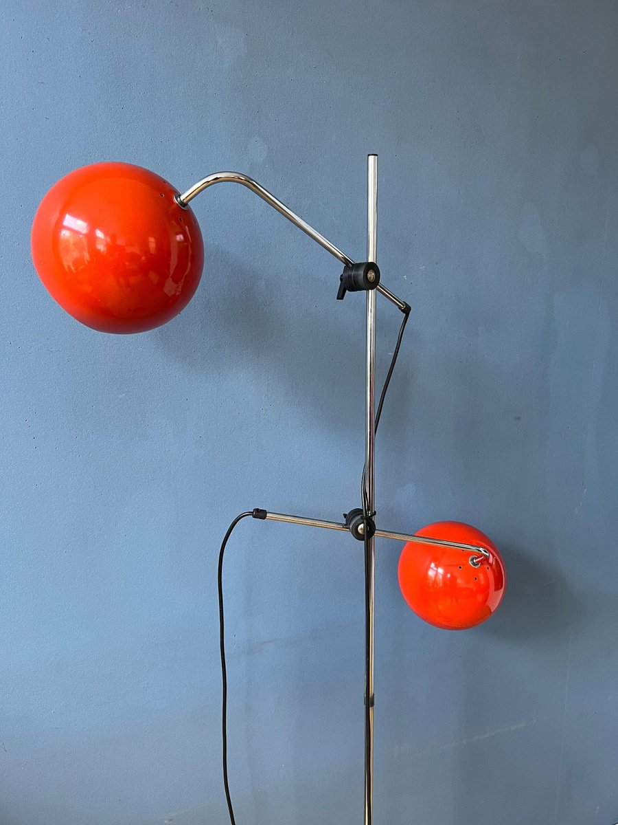 Vintage Space Age Red Floor Lamp Eyeball, 1970s for sale at Pamono