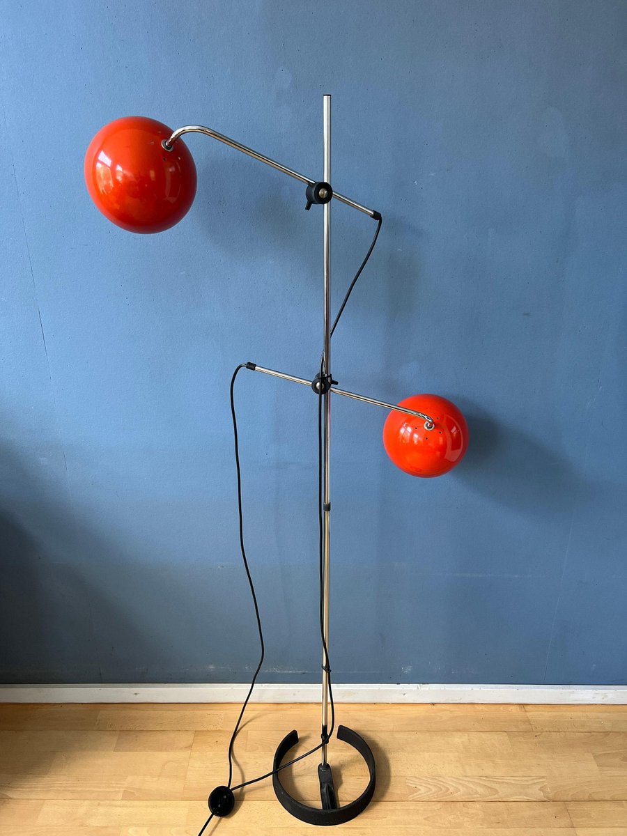 Vintage Space Age Red Floor Lamp Eyeball, 1970s for sale at Pamono
