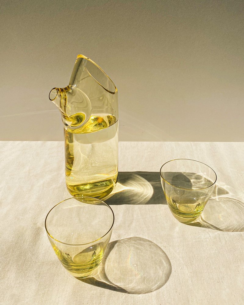 Mid-Century Modern Lemon Yellow Water Pitcher and Glasses, 1960s, Set ...