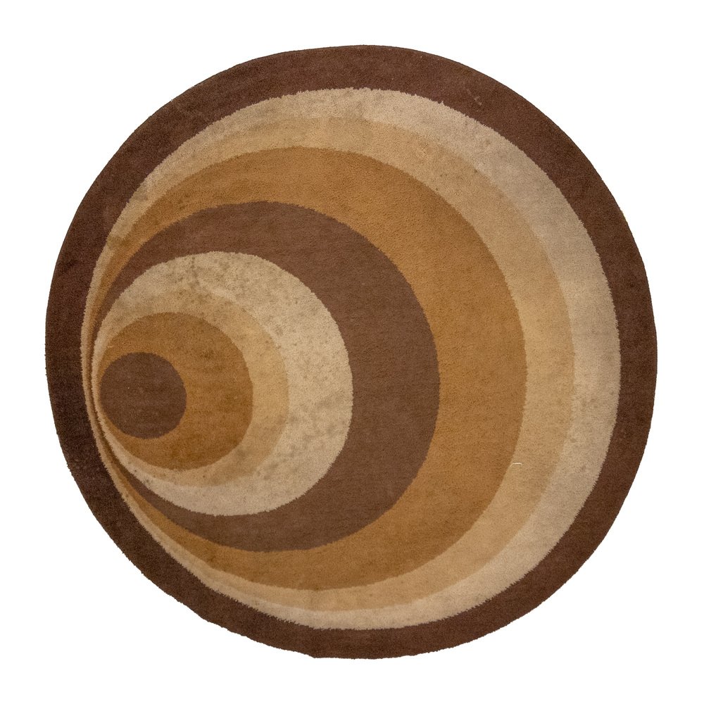 Space Age Orange and Brown Concentric Rug, 1970s for sale at Pamono
