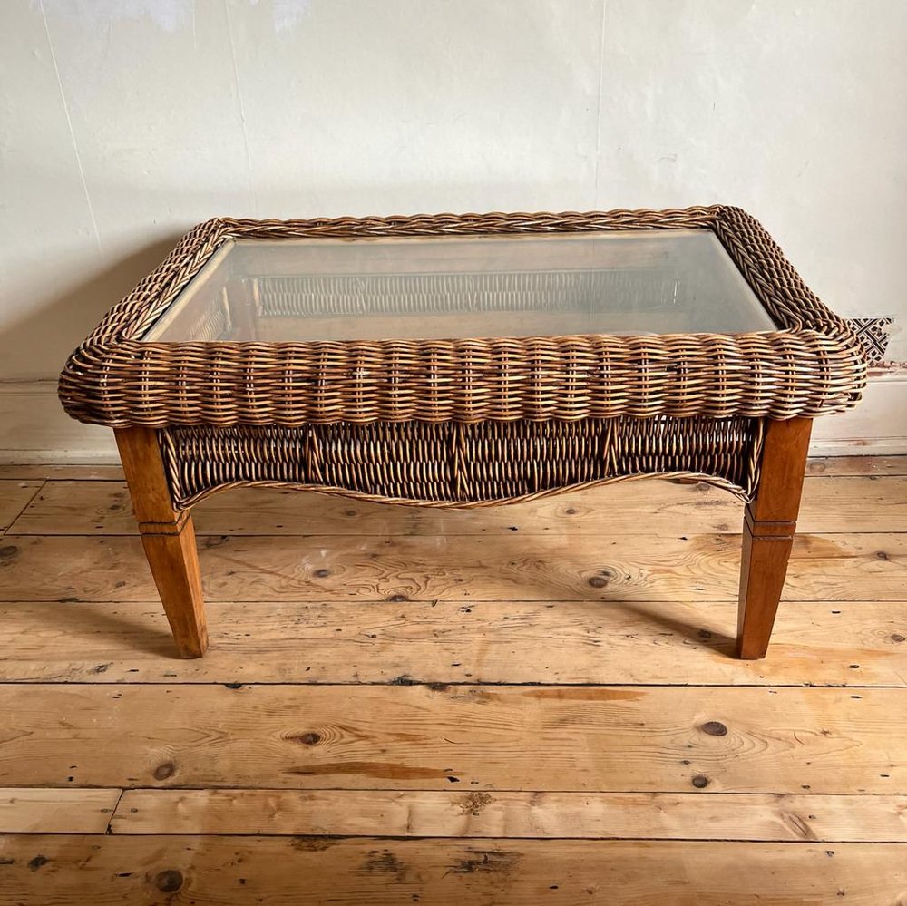 Vintage Brown Wicker Table for sale at Pamono
