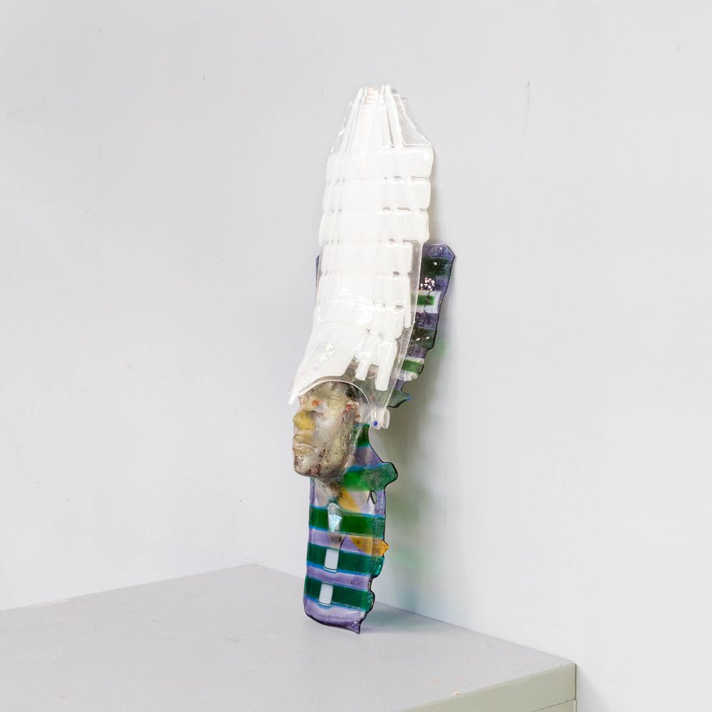 Hans Janssen, Mask Sculpture, 1990s, Polychrome Glass for sale at Pamono