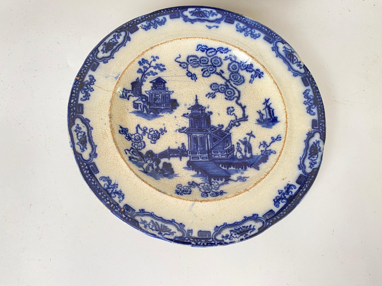 French Chinese Faience Dish and Plate by Jules Vieillard, Set of 2 for ...