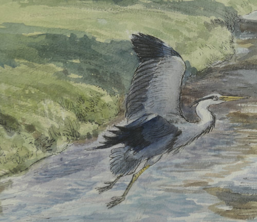 Desmond Walduck, Scene with Heron, 1980s, Ink & Watercolor for sale at ...