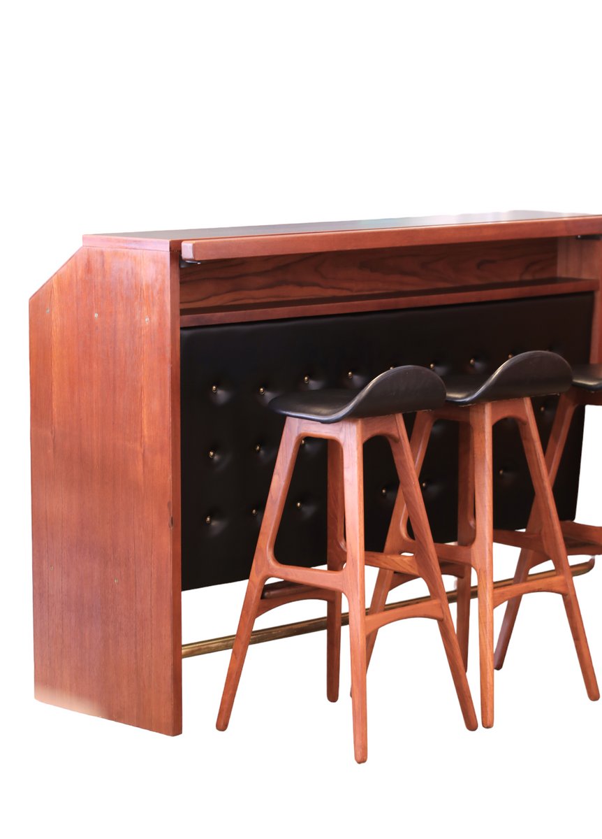 Danish Cocktail Bar in Teak and Button-Upholstered Front, 1950s for ...