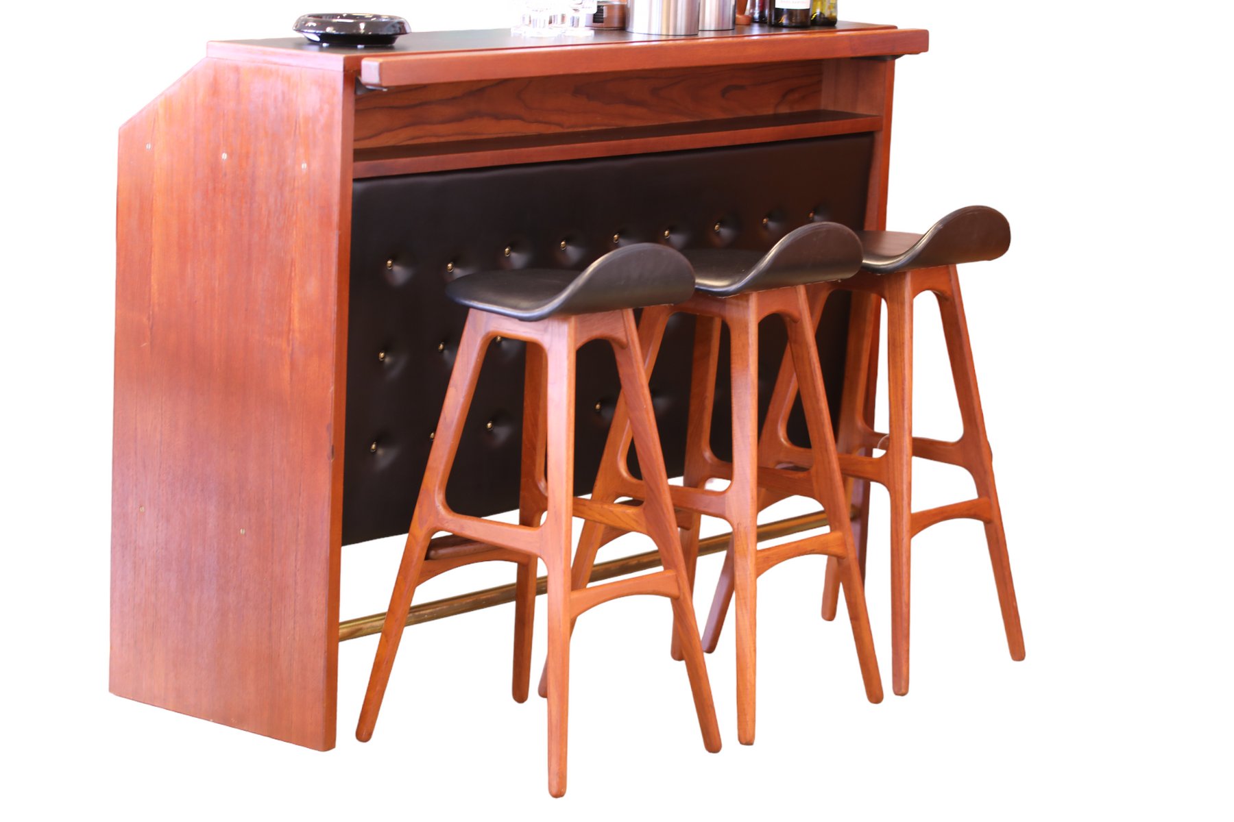 Danish Cocktail Bar in Teak and Button-Upholstered Front, 1950s for ...