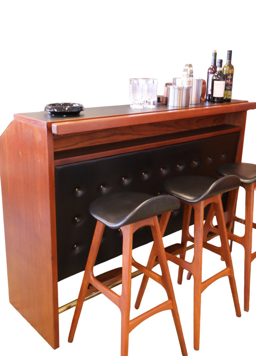 Danish Cocktail Bar in Teak and Button-Upholstered Front, 1950s for ...