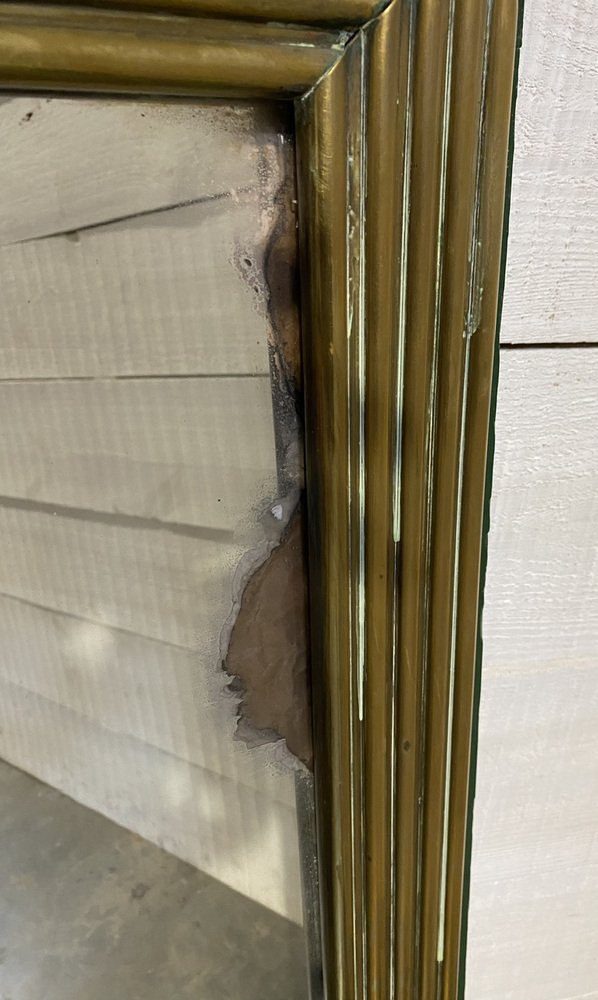 Large 19th Century French Reeded Brass Wall Mirror, 1870s for sale at ...