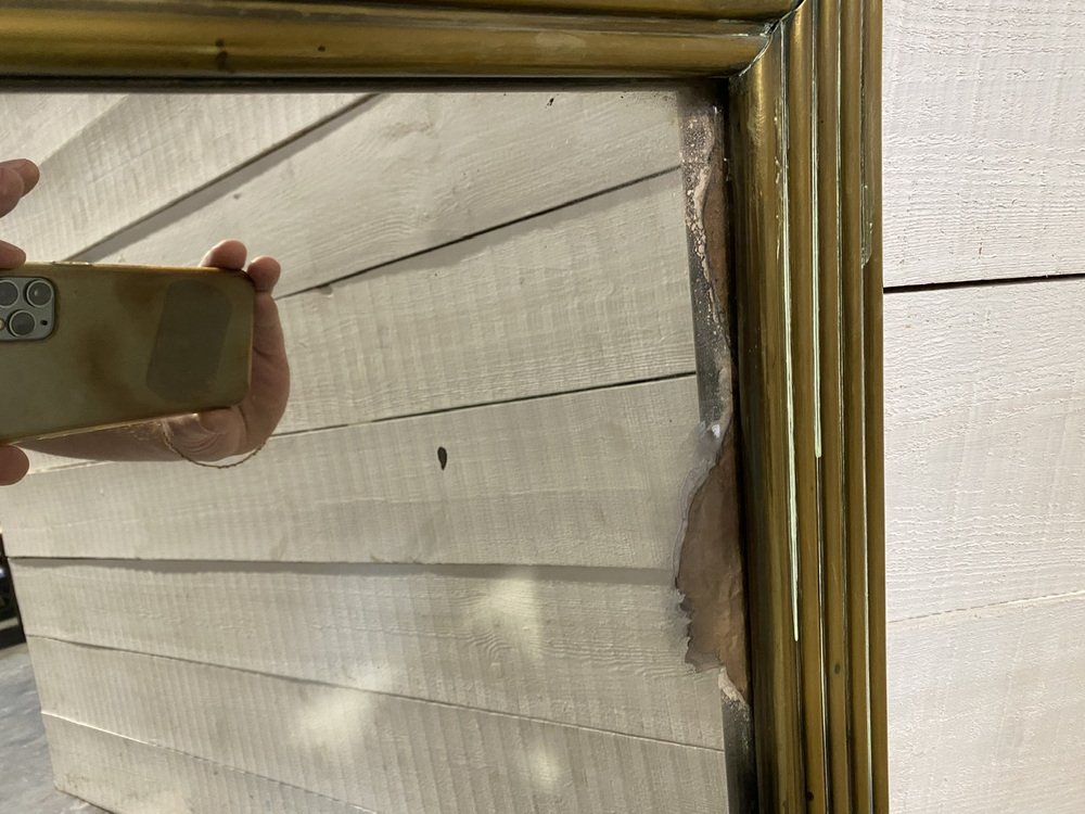 Large 19th Century French Reeded Brass Wall Mirror, 1870s for sale at ...