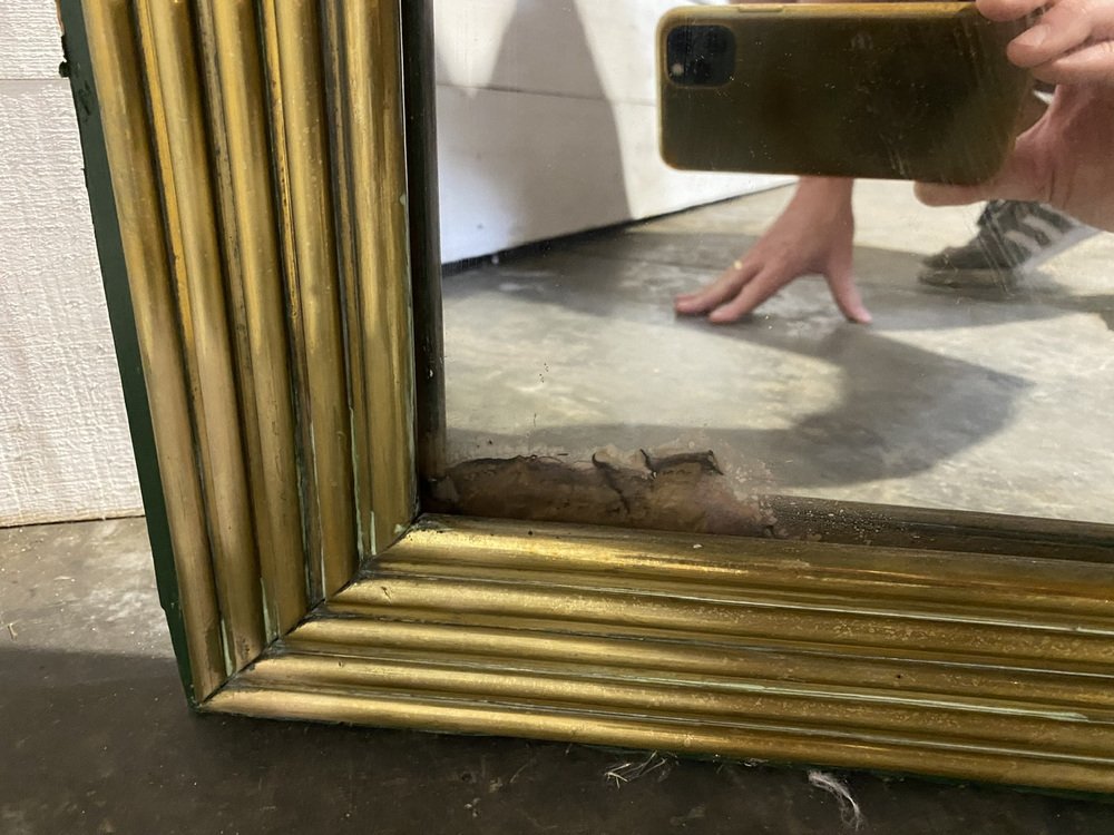 Large 19th Century French Reeded Brass Wall Mirror, 1870s for sale at ...