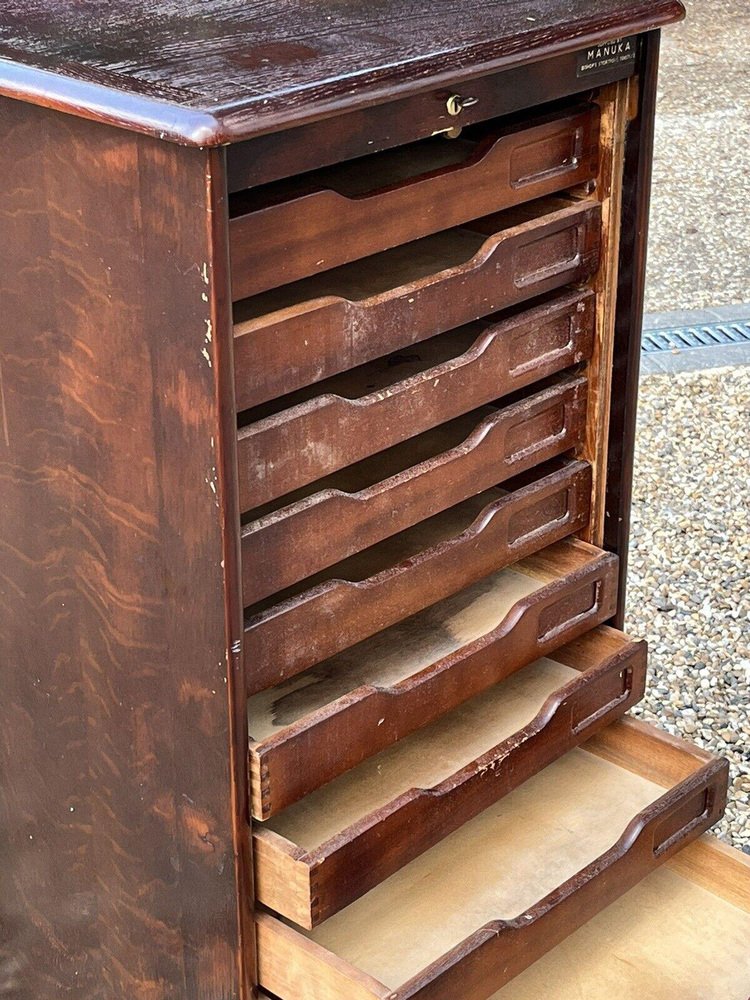 Filing Cabinet with 9 Drawers and Tambour Roll Front for sale at Pamono