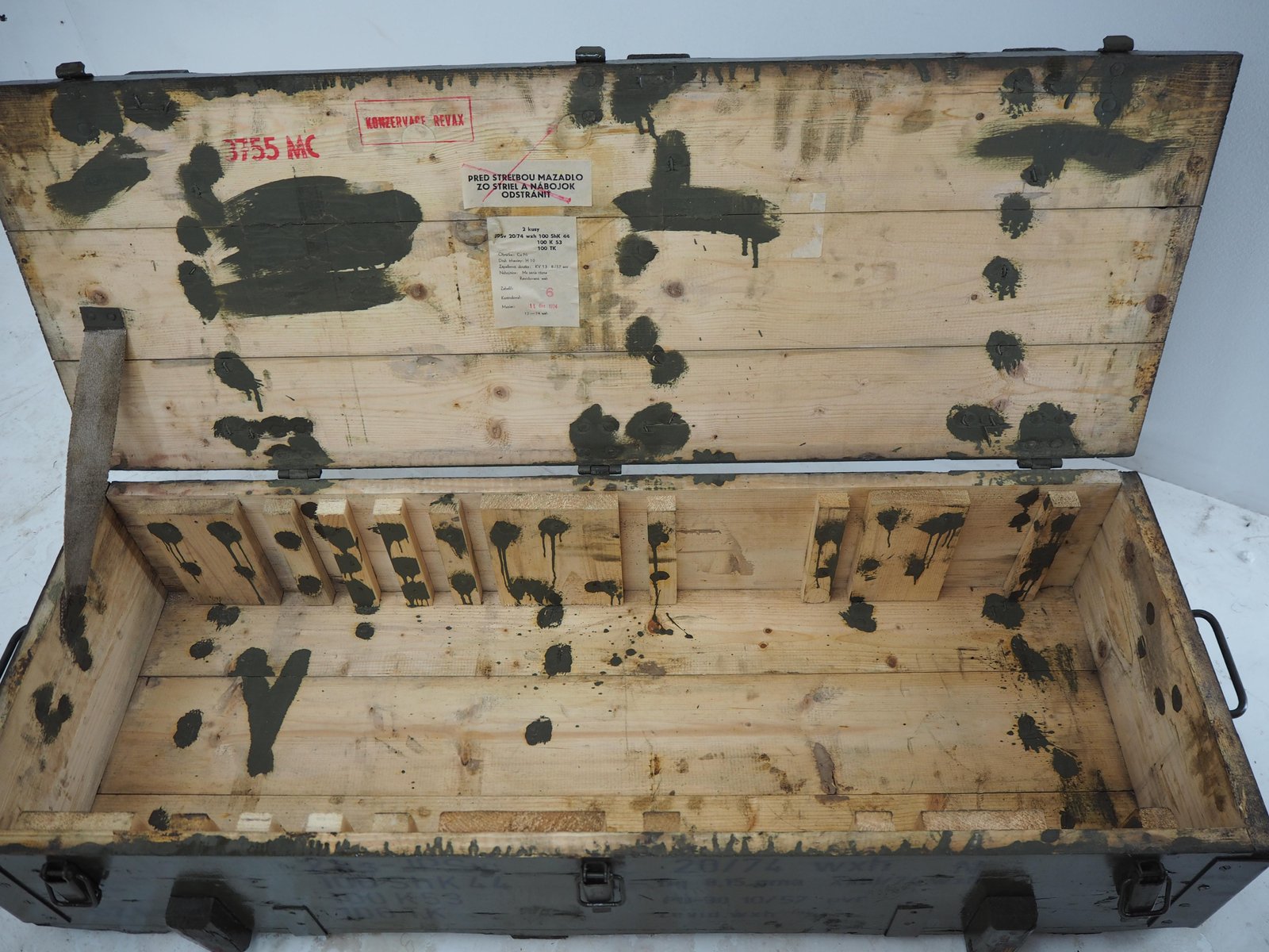 Industrial Wooden Army Crate, 1960s for sale at Pamono