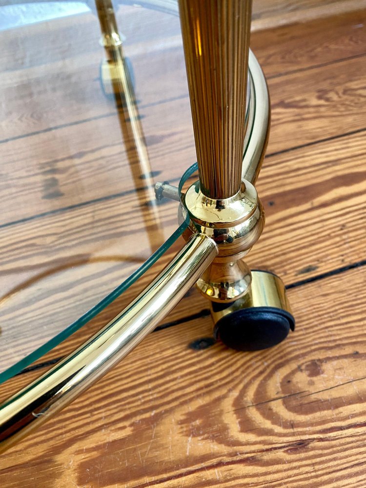 Golden Tea Trolley Serving Trolley Made of Brass with a Glass Top for ...