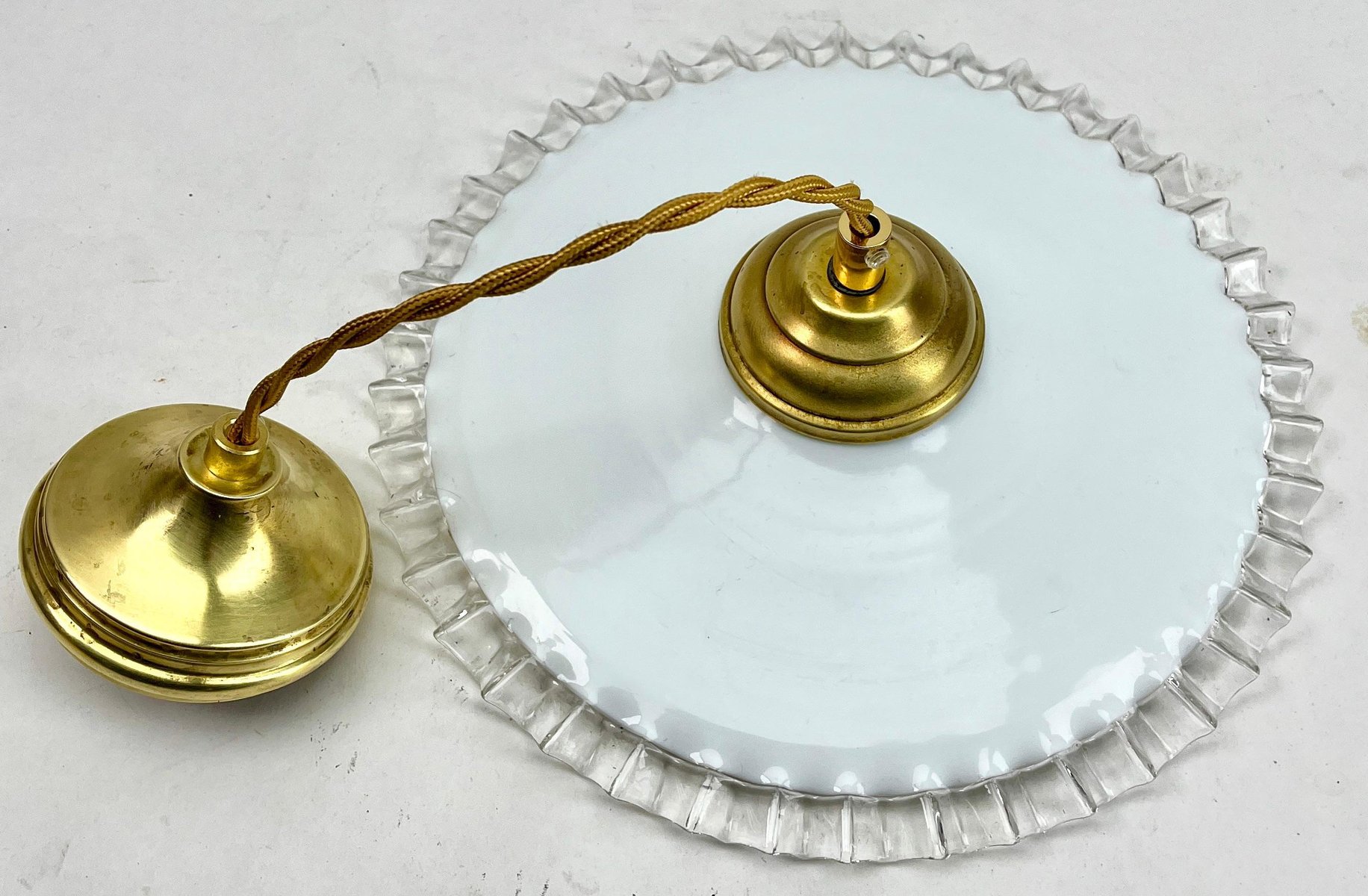 Art Deco Opaline Ceiling Lamp, 1930s for sale at Pamono