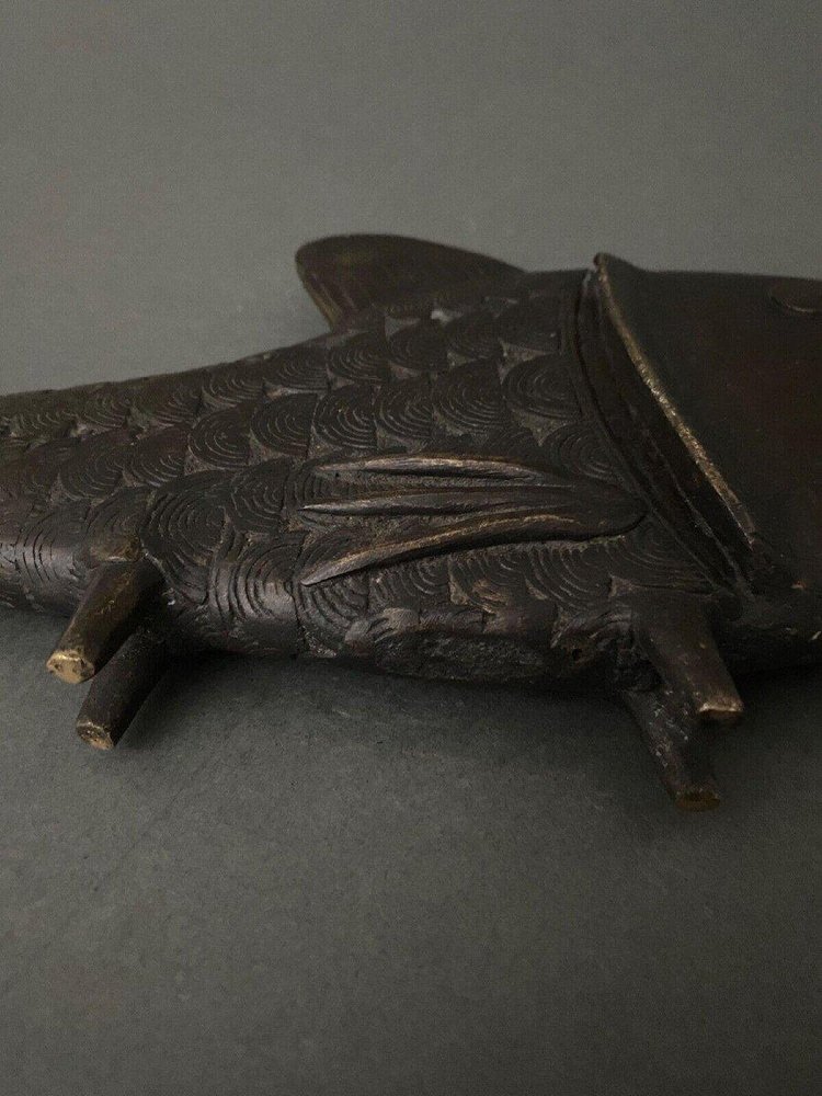 Japanese Bronze Fish Carp Sculpture for sale at Pamono