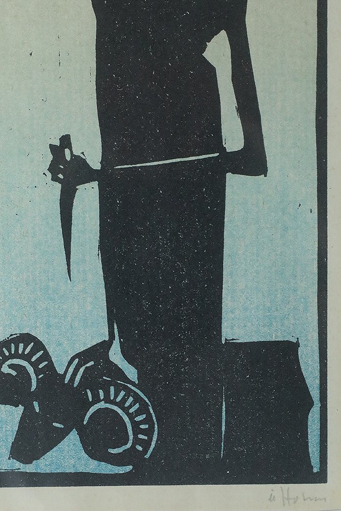 Åke Holm, Biblical Theme, Linocut, 1970s, Framed for sale at Pamono