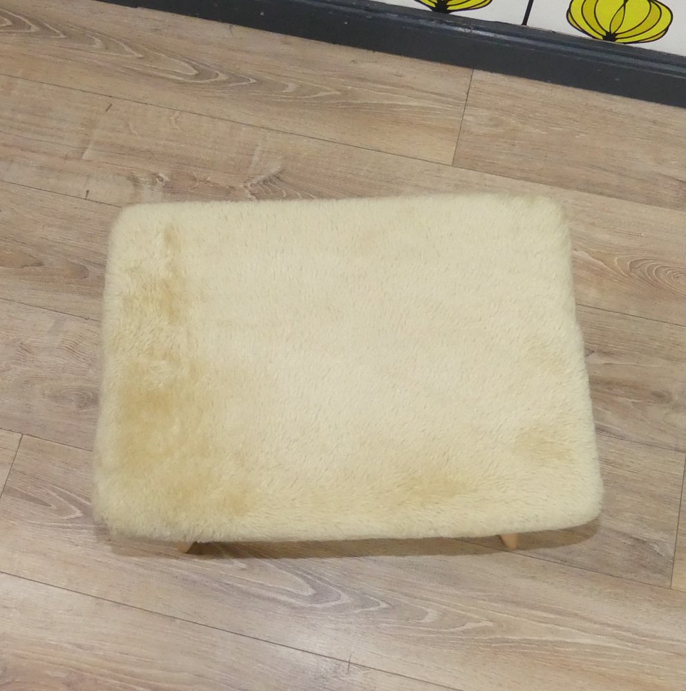 Mid-Century Stool in Wood & Fabric, 1950s for sale at Pamono