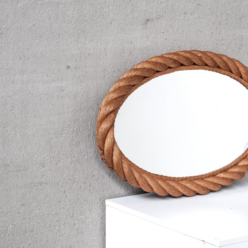 Mid-Century French Oval Rope Mirror by Audoux-Minet, 1960s for sale at ...