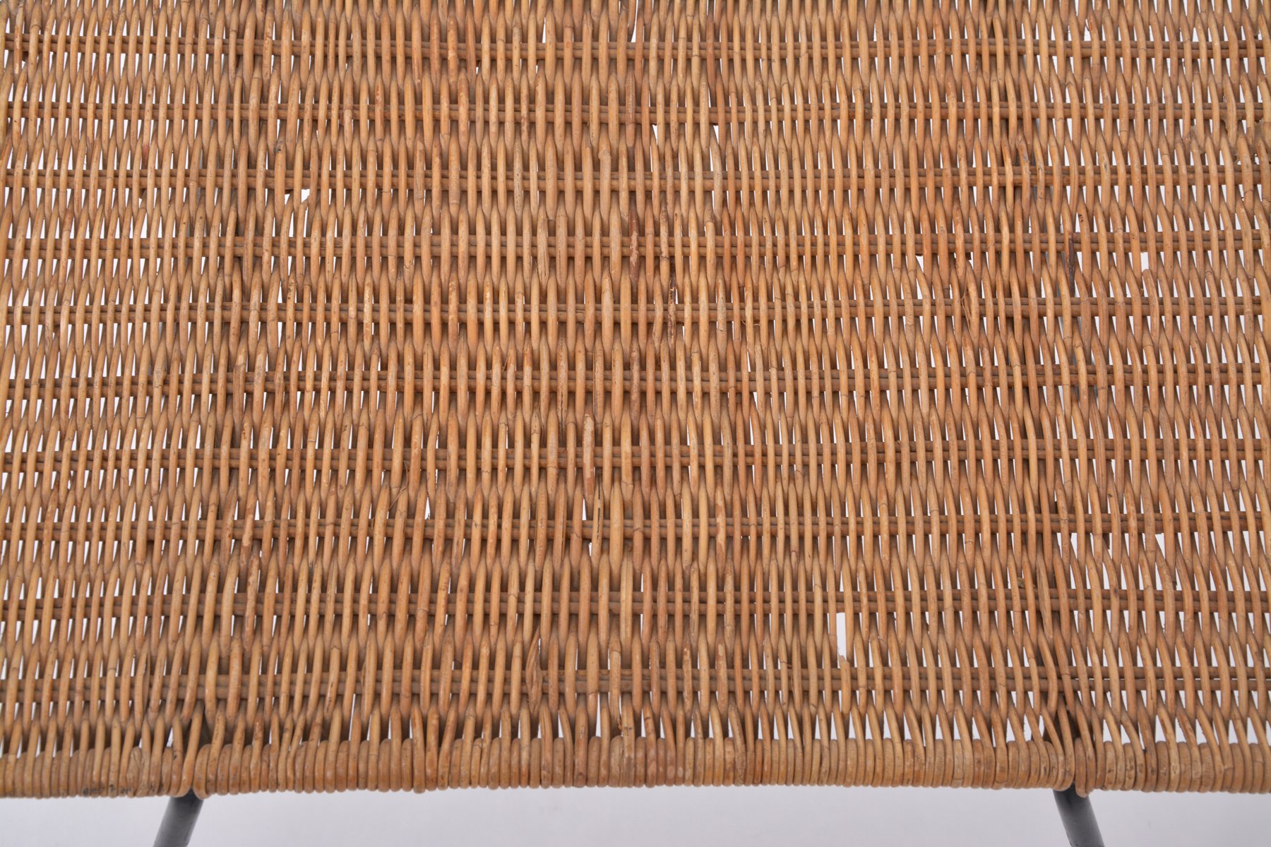 Mid-Century Italian Rattan Bowl Chair with Side Table and Magazine Rack ...